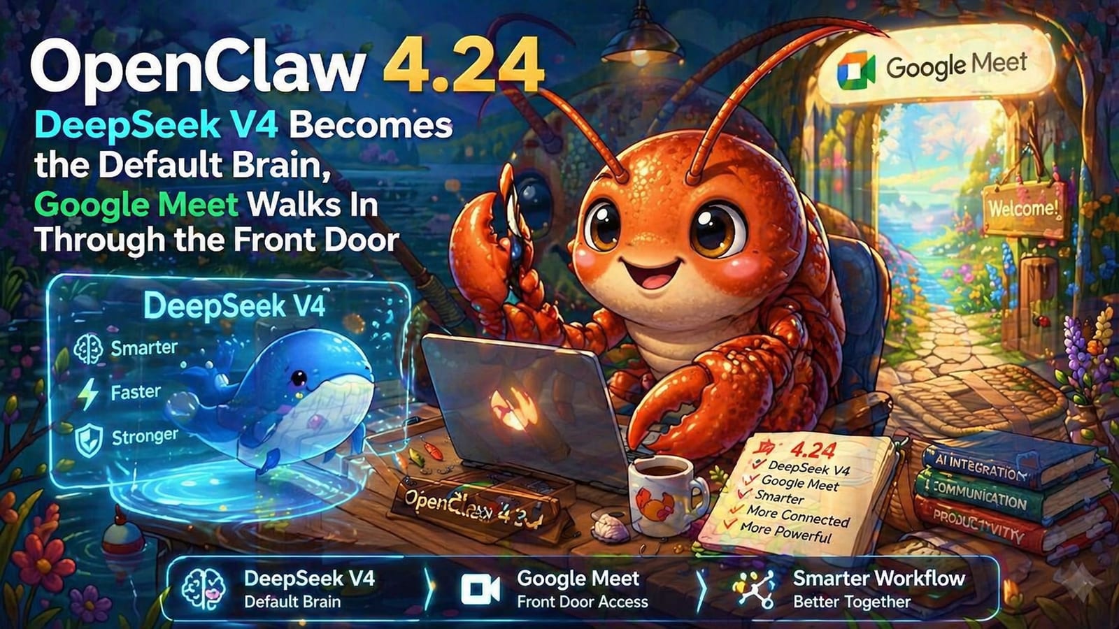OpenClaw 4.24: DeepSeek V4 Becomes the Default Brain, Google Meet Walks ...